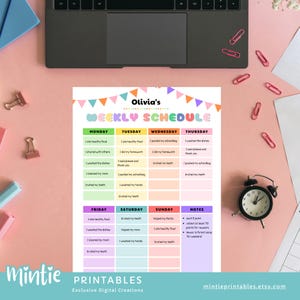 Kids Weekly Schedule Daily Routine Printable Planner, Weekly Behavior ...