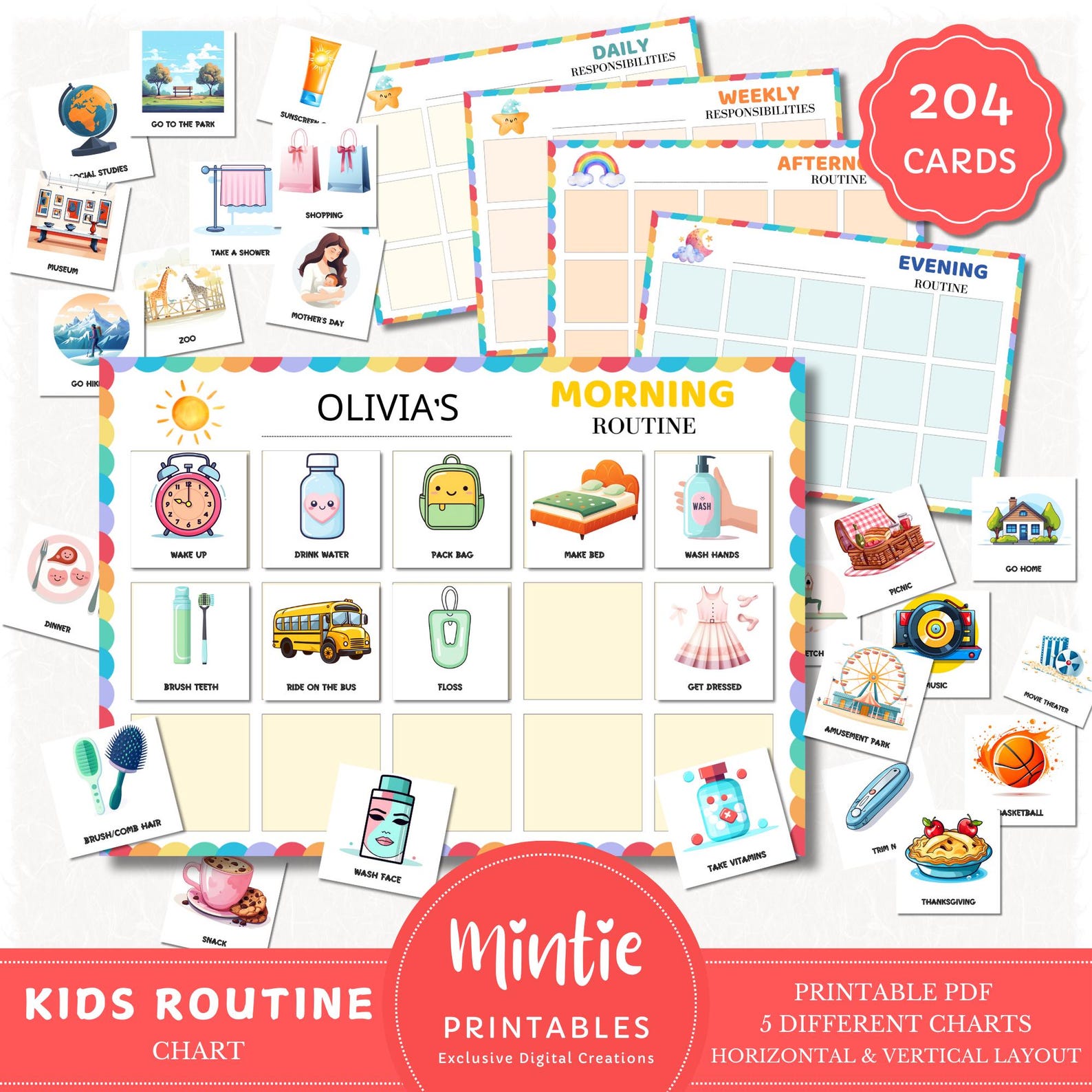Kids Daily Routine Cards & Chart, Toddler Routine Checklist, Daily ...