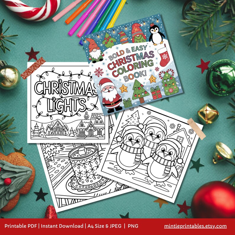 Bold and Easy Christmas Coloring Pages Kawaii Coloring Book Printable ...