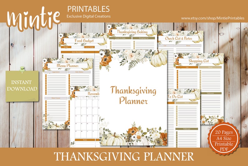 Thanksgiving Planner Printable, Holiday Planner, Thanksgiving Binder ...