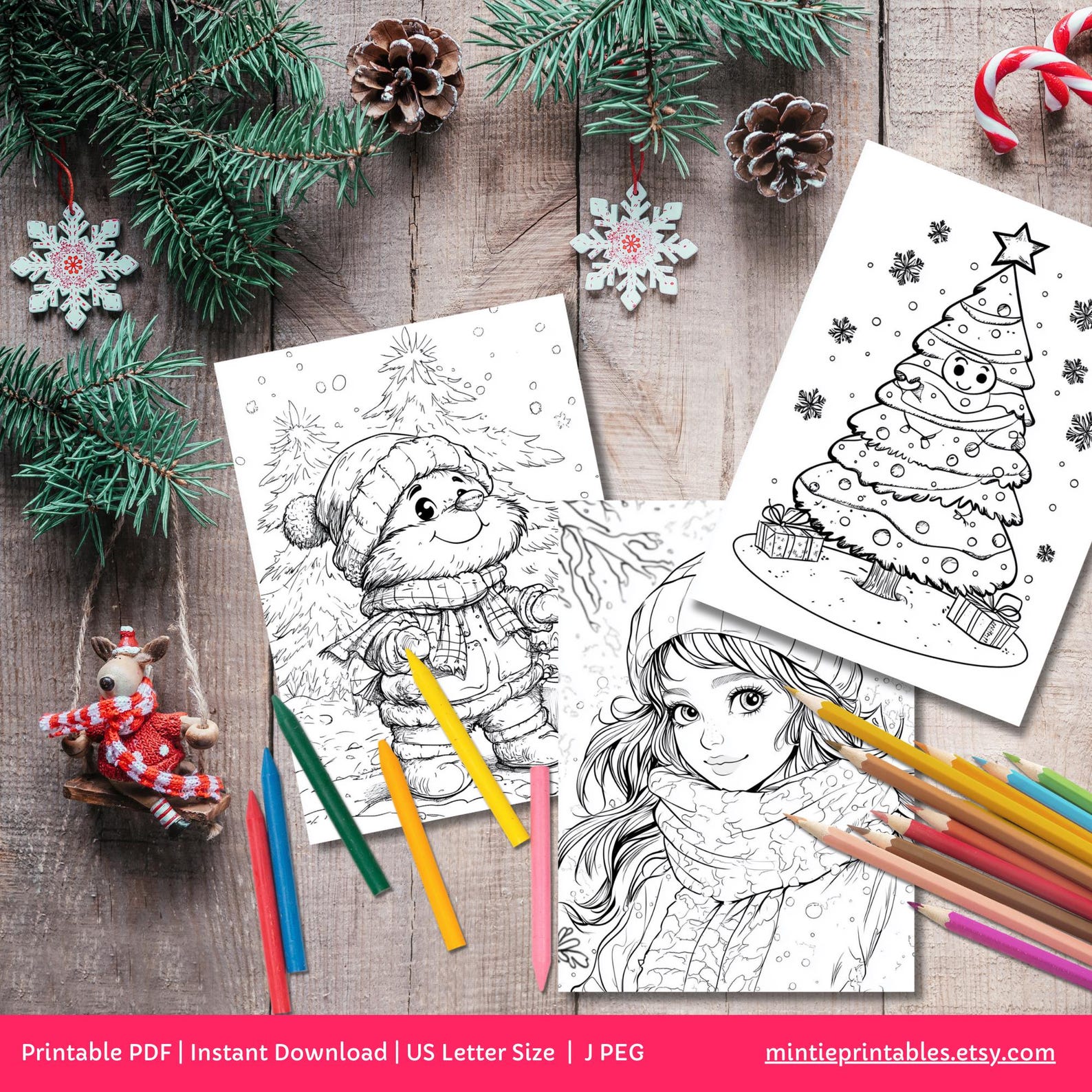 Kawaii Christmas Coloring Book, 99 Pages, Printable PDF - Etsy