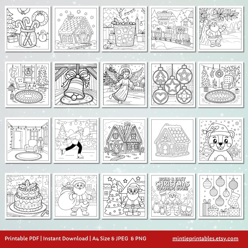 Bold and Easy Christmas Coloring Pages Kawaii Coloring Book Printable ...
