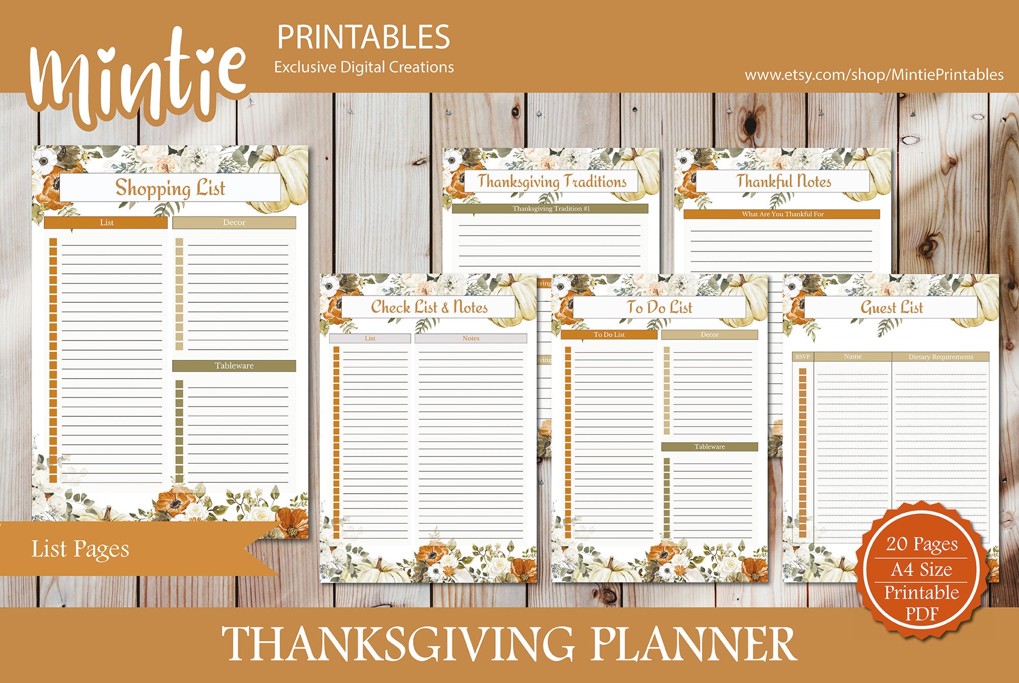 Thanksgiving Planner Printable, Holiday Planner, Thanksgiving Binder ...