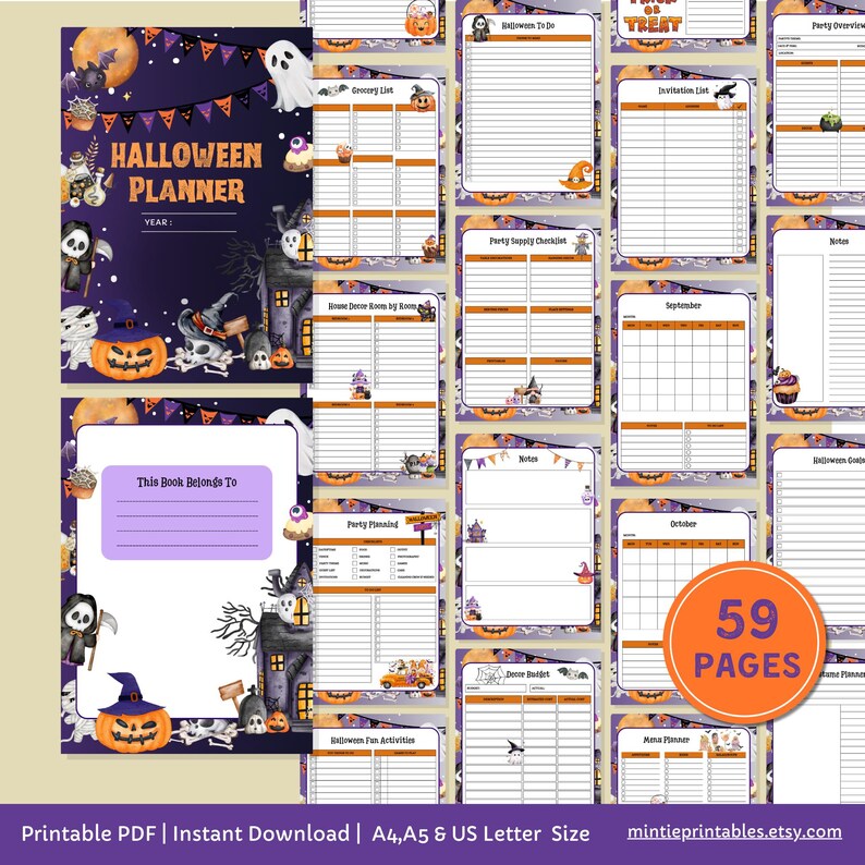 Halloween Planner Printable A4 A5 Letter Halloween Planner Insert ...