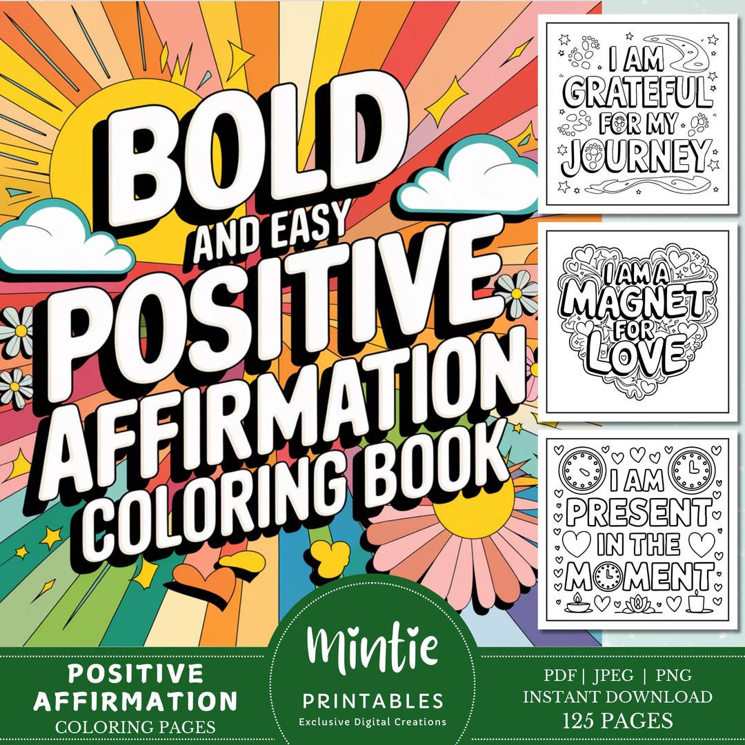 Positive Affirmation Coloring Book: Stress Relief, Motivational Quotes ...