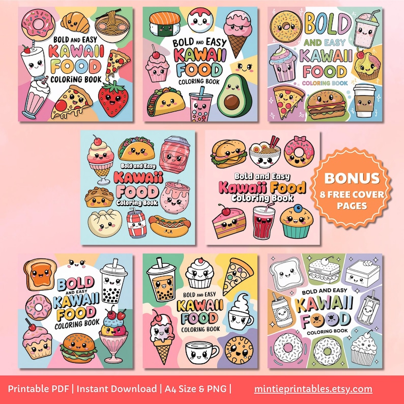 115 Cute Kawaii Food Coloring Book | Printable PDF | Instant Digital ...