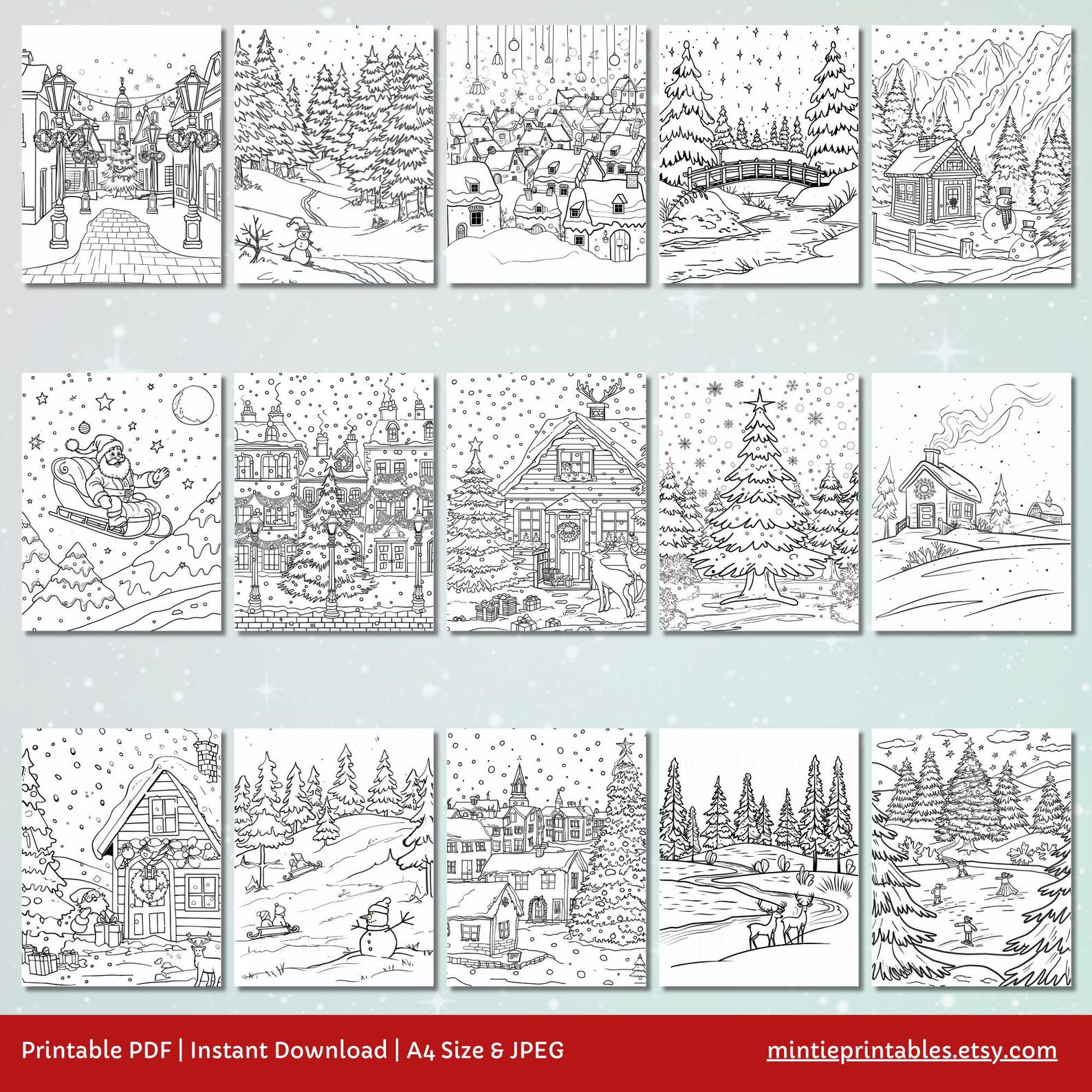 Winter Wonderland Coloring Book: 130 Snowy Christmas Scenes (PDF) - Etsy