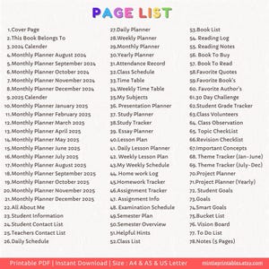 Kids School Planner 2024-2025 Student Planner Digital PDF School ...