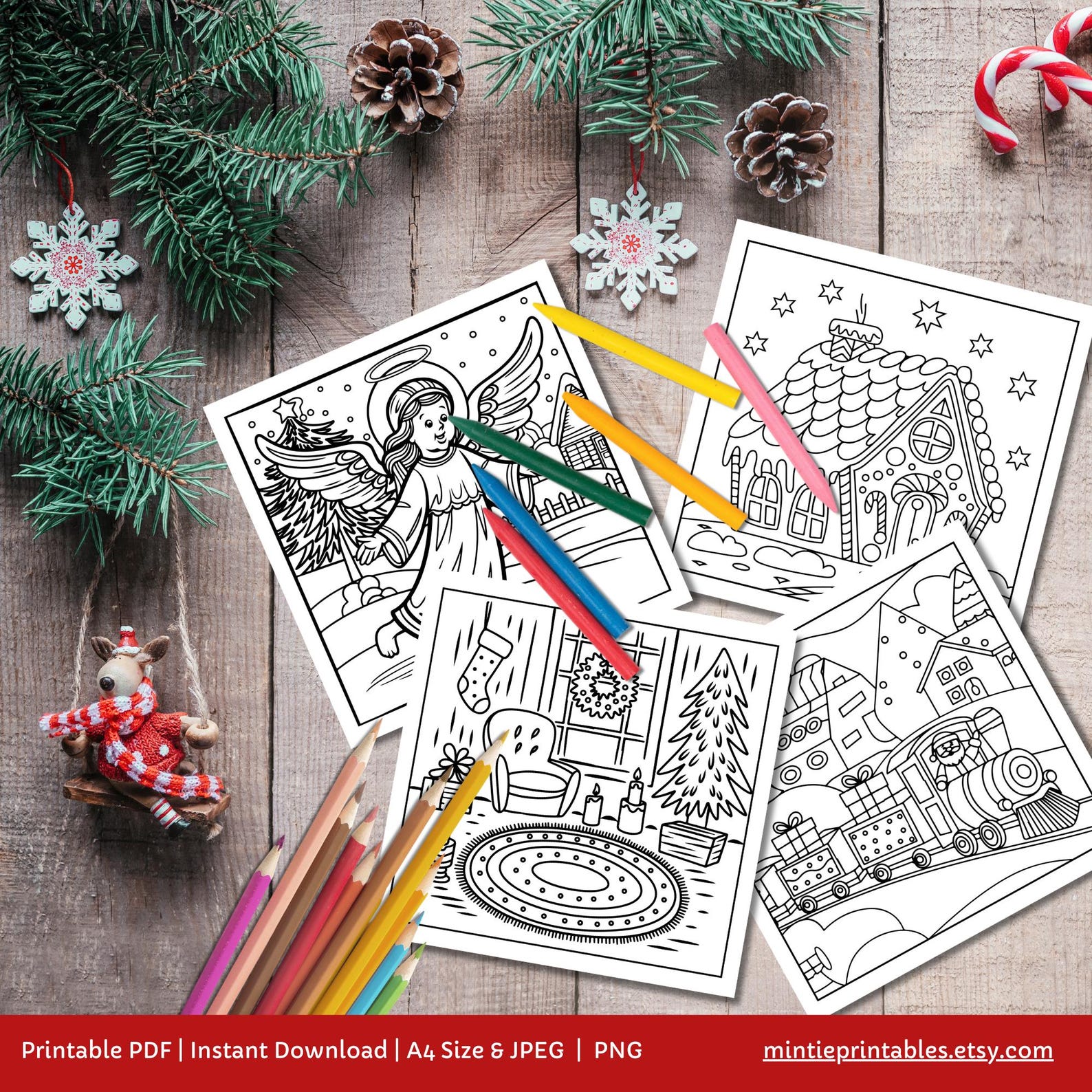 Kawaii Christmas Coloring Book: 100 Bold, Easy Pages (PDF) - Etsy