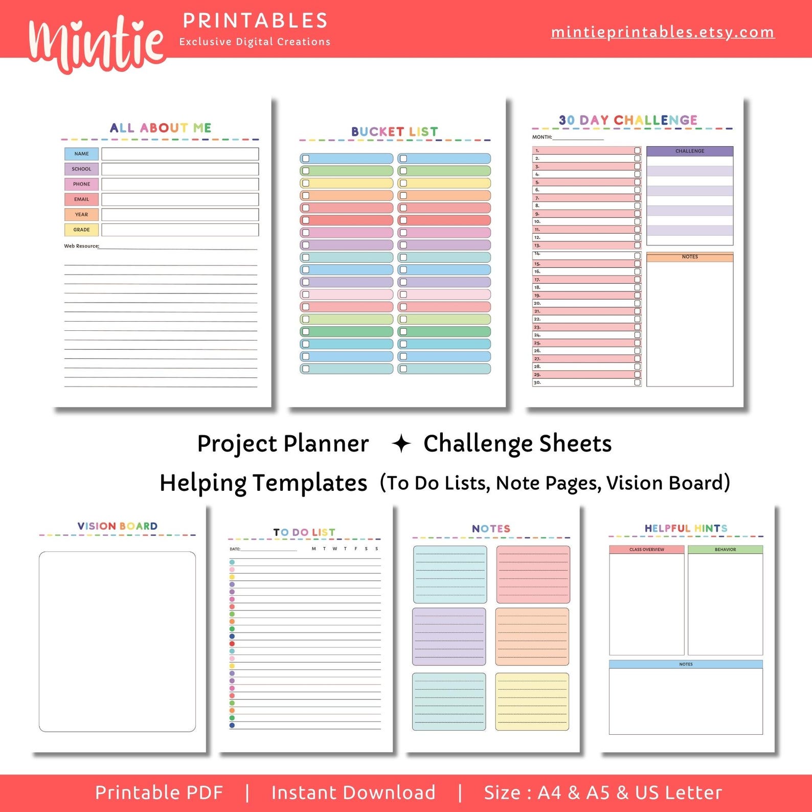 Kids School Planner 2024-2025 Student Planner Digital PDF School ...
