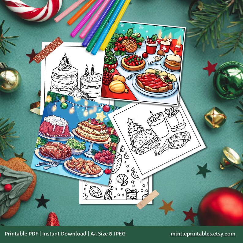 Food Coloring Book, Printable Dessert Treats and Drink Coloring Pages ...