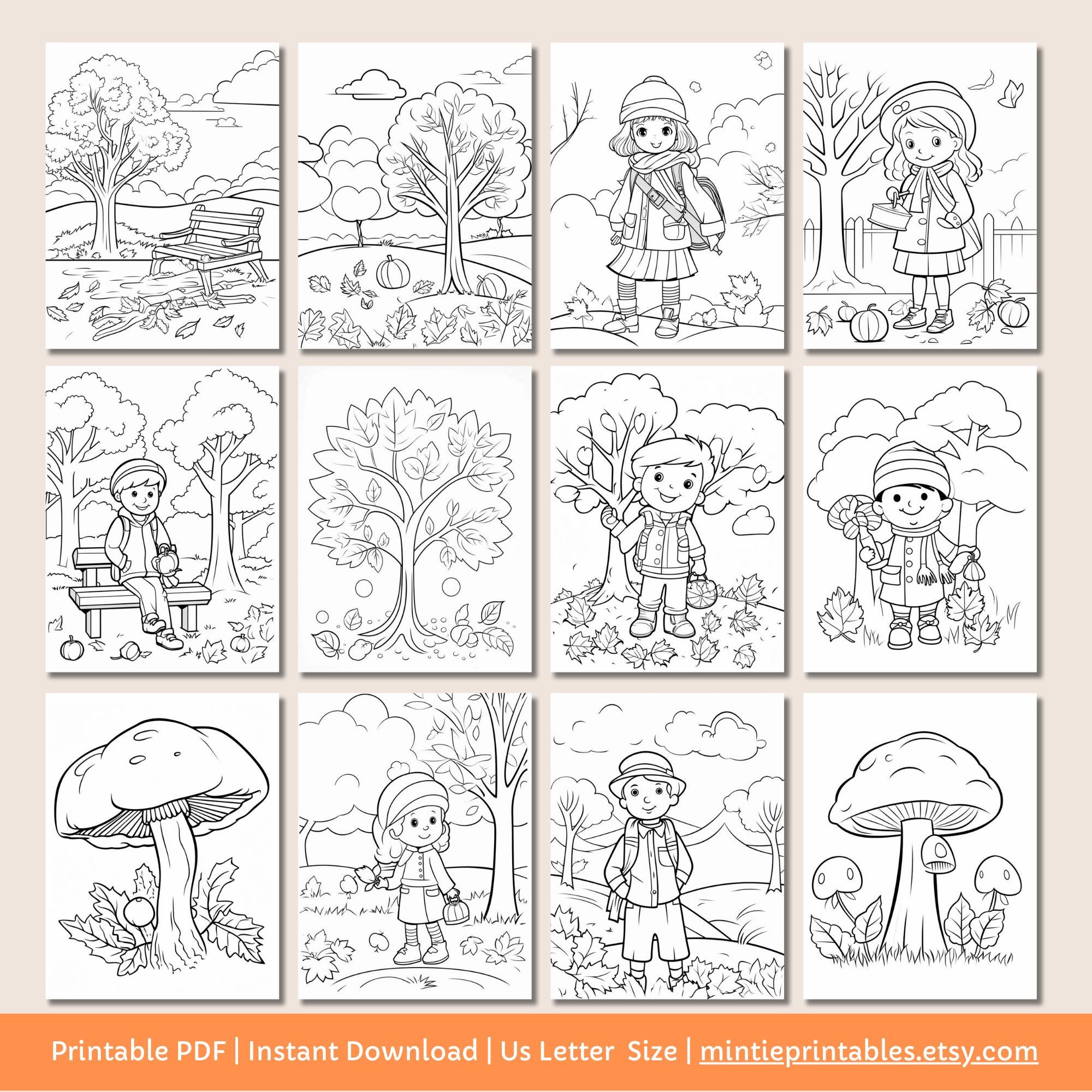 Fall Autumn Coloring Pages for Kids | 50 Pages | Printable Coloring ...