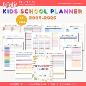 Kids School Planner 2024-2025 Student Planner Digital PDF School ...