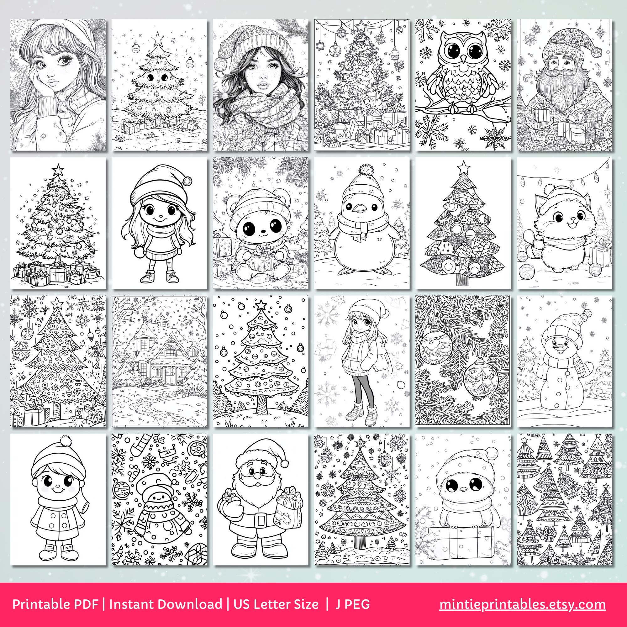 Kawaii Christmas Coloring Book, 99 Pages, Printable PDF - Etsy