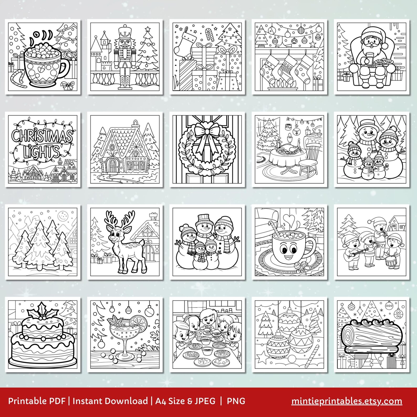 Bold and Easy Christmas Coloring Pages Kawaii Coloring Book Printable ...
