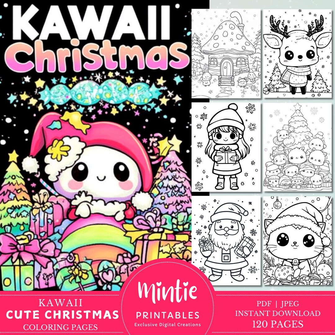 Kawaii Christmas Coloring Book,christmas Activities Printable Coloring ...