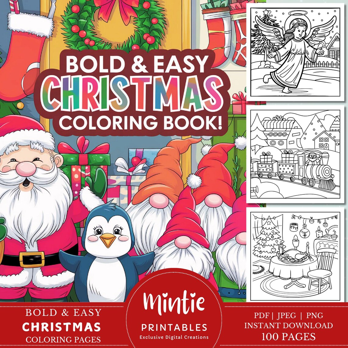 Bold and Easy Christmas Coloring Pages Kawaii Coloring Book Printable ...