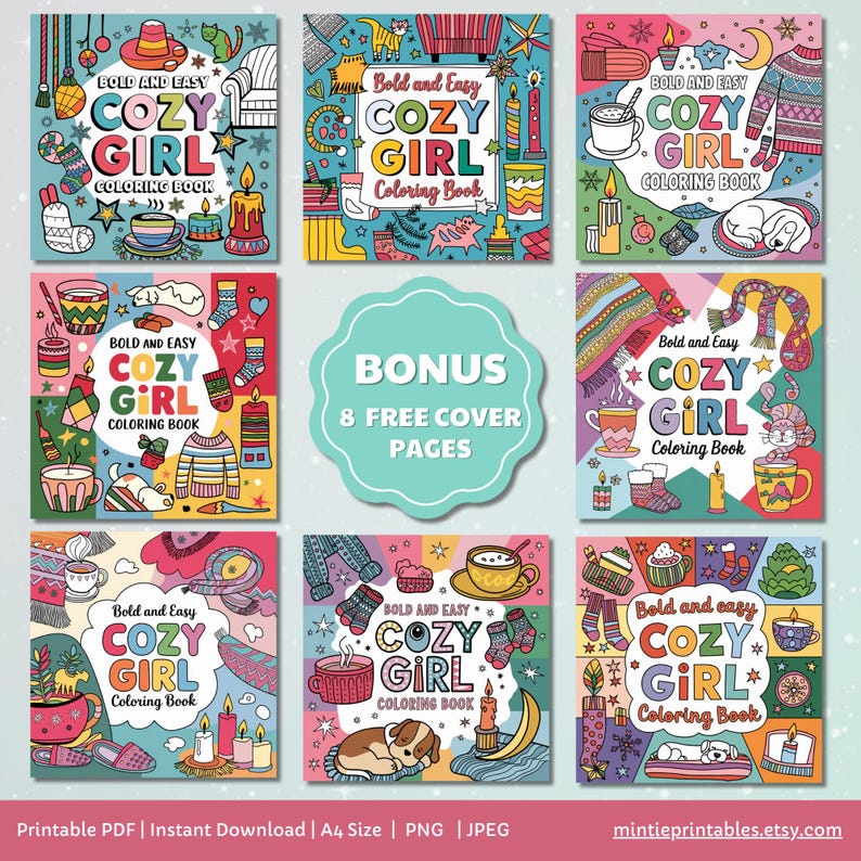 Cozy Girl Moments Coloring Book, Bold and Easy Cute Girl Coloring Pages ...