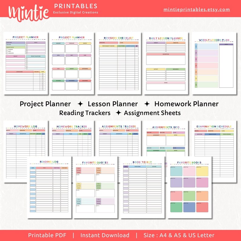 Kids School Planner 2024-2025: Student Digital PDF (82 Pages) - Etsy