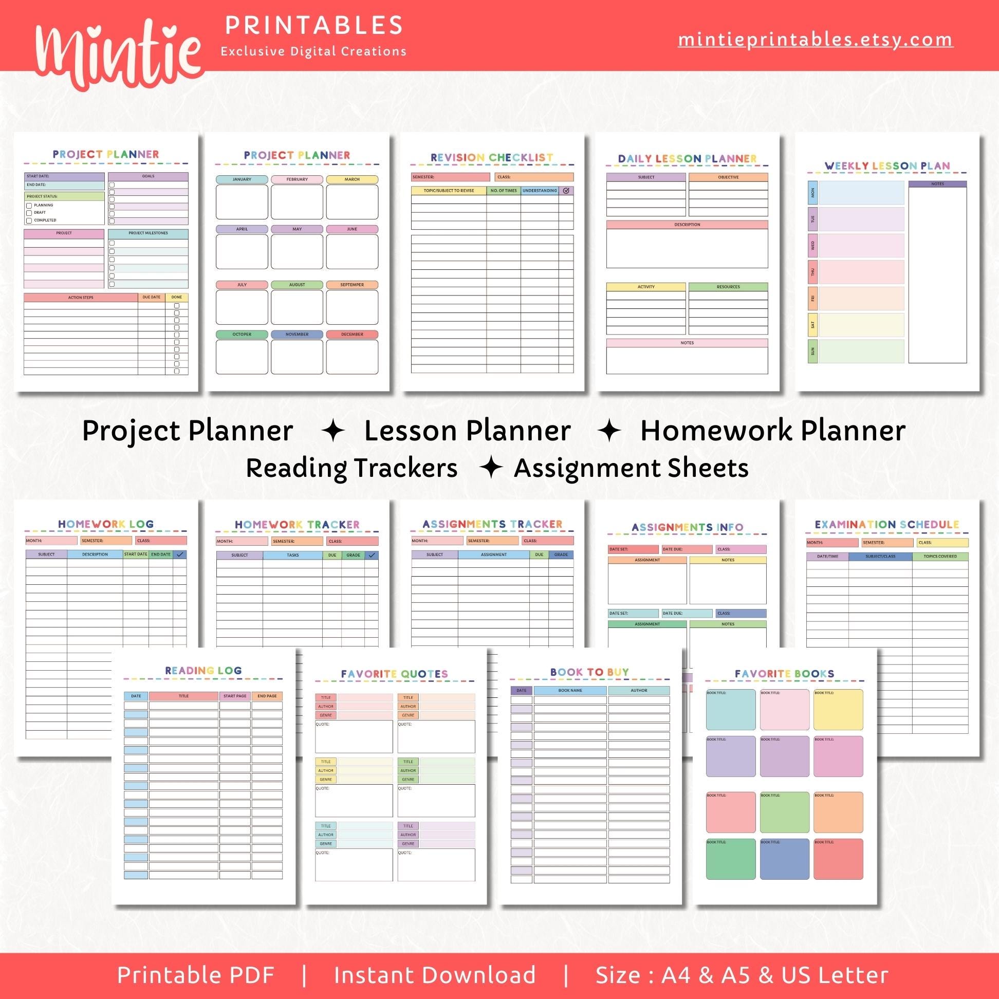 Kids School Planner 2024-2025 Student Planner Digital PDF School ...