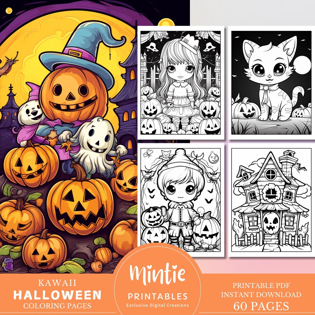 Kawaii Halloween Coloring Book, Anime Pages (digital Download) - Etsy