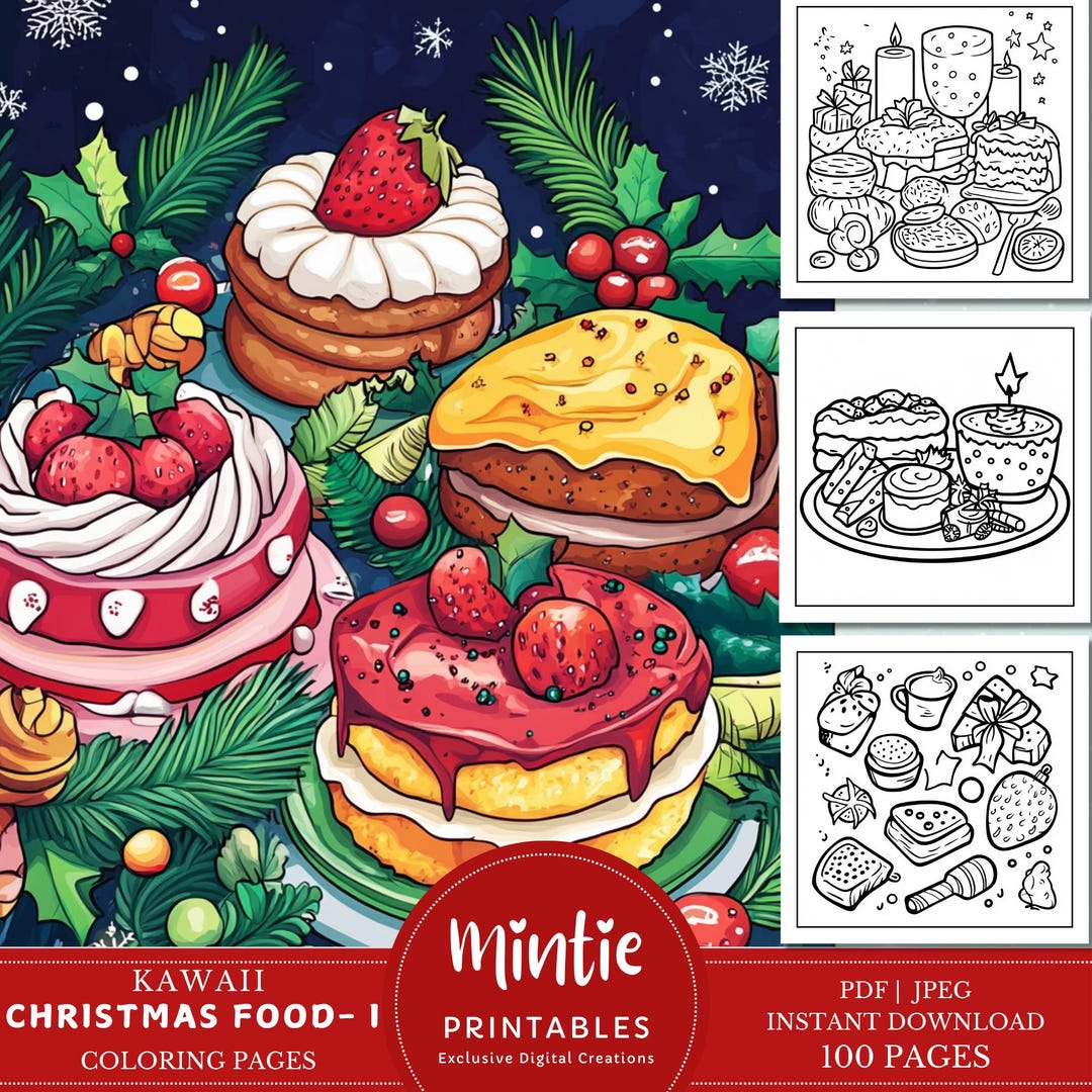 Kawaii Food Coloring for Kids and Adults, Christmas Sweet and Desserts ...