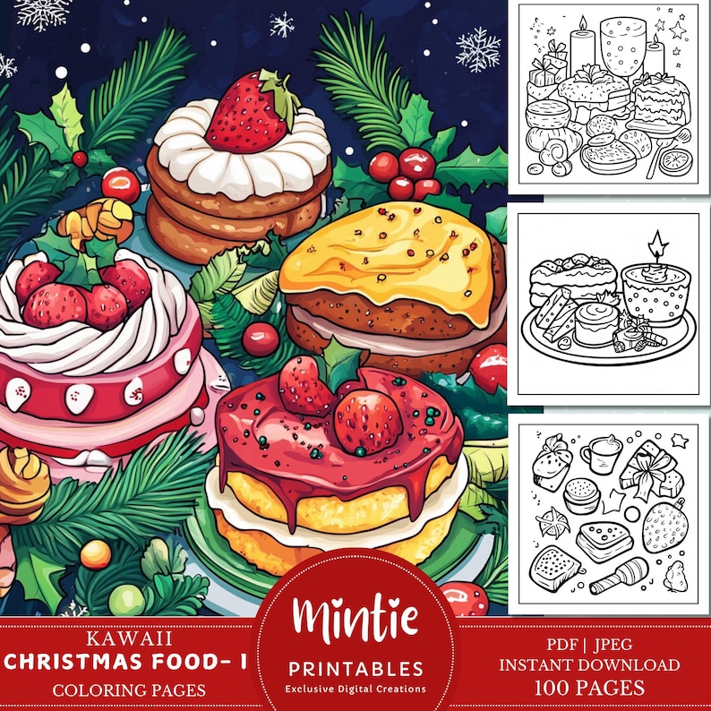 Kawaii Food Coloring for Kids and Adults, Christmas Sweet and Desserts ...