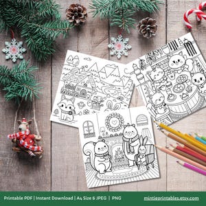 Kawaii Christmas Animal Coloring Book, Hygge Cozy Pages (PDF) - Etsy UK