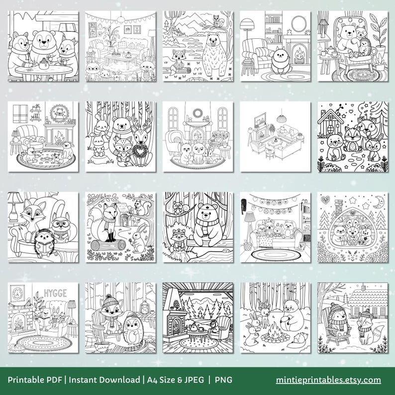 Kawaii Cute Animal and Cozy Christmas Coloring Book, Woodland Animal ...