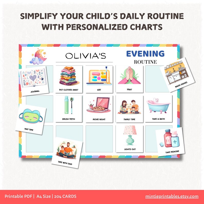 Kids Daily Routine Cards & Chart, Toddler Routine Checklist, Daily ...
