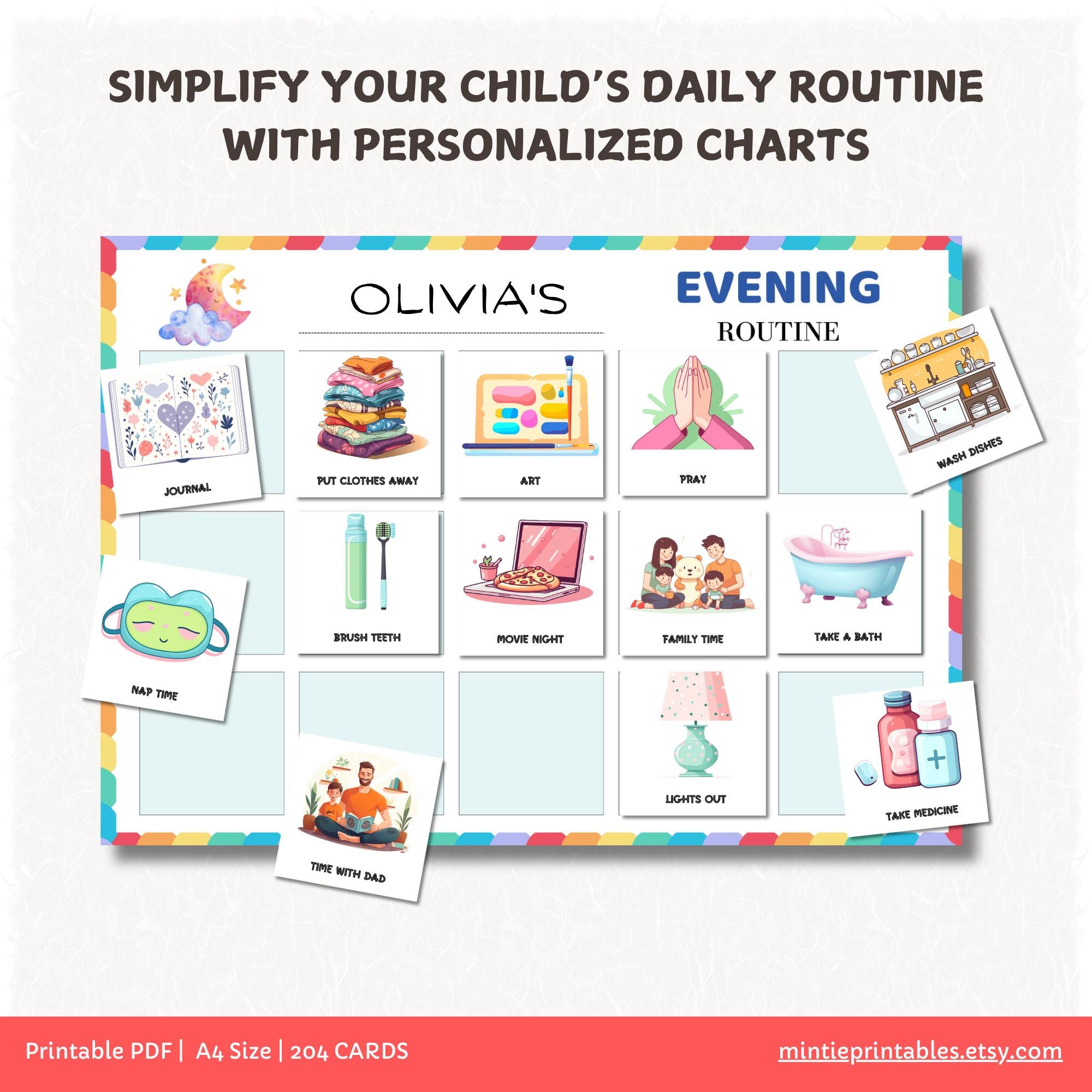 Kids Daily Routine Cards & Chart, Toddler Routine Checklist, Daily ...