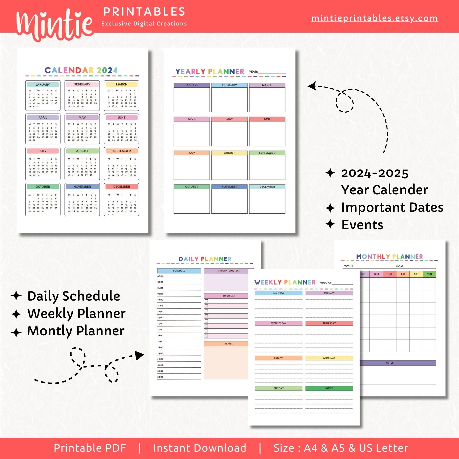 Kids School Planner 2024-2025 Student Planner Digital PDF School ...