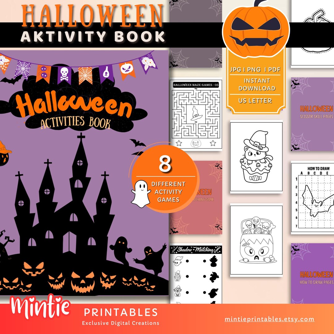 Halloween Printable Activity Bundle, Kids Activity Pages, Drawing, Dot ...