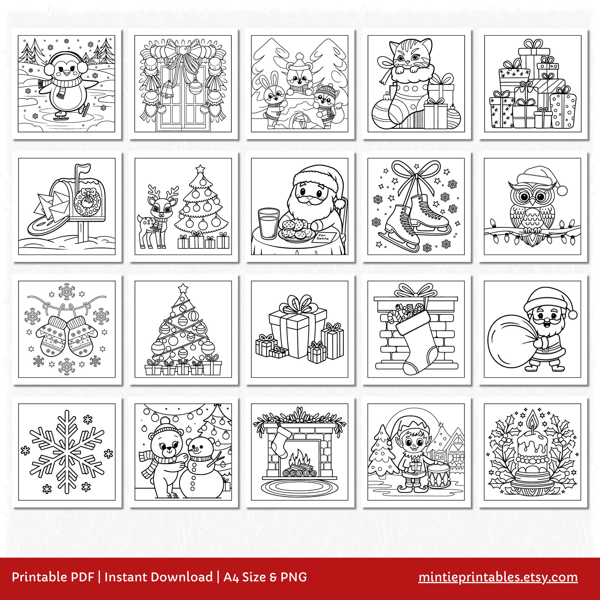 Cozy Christmas Coloring Book, Kawaii Pages Printable, Cute Activities ...
