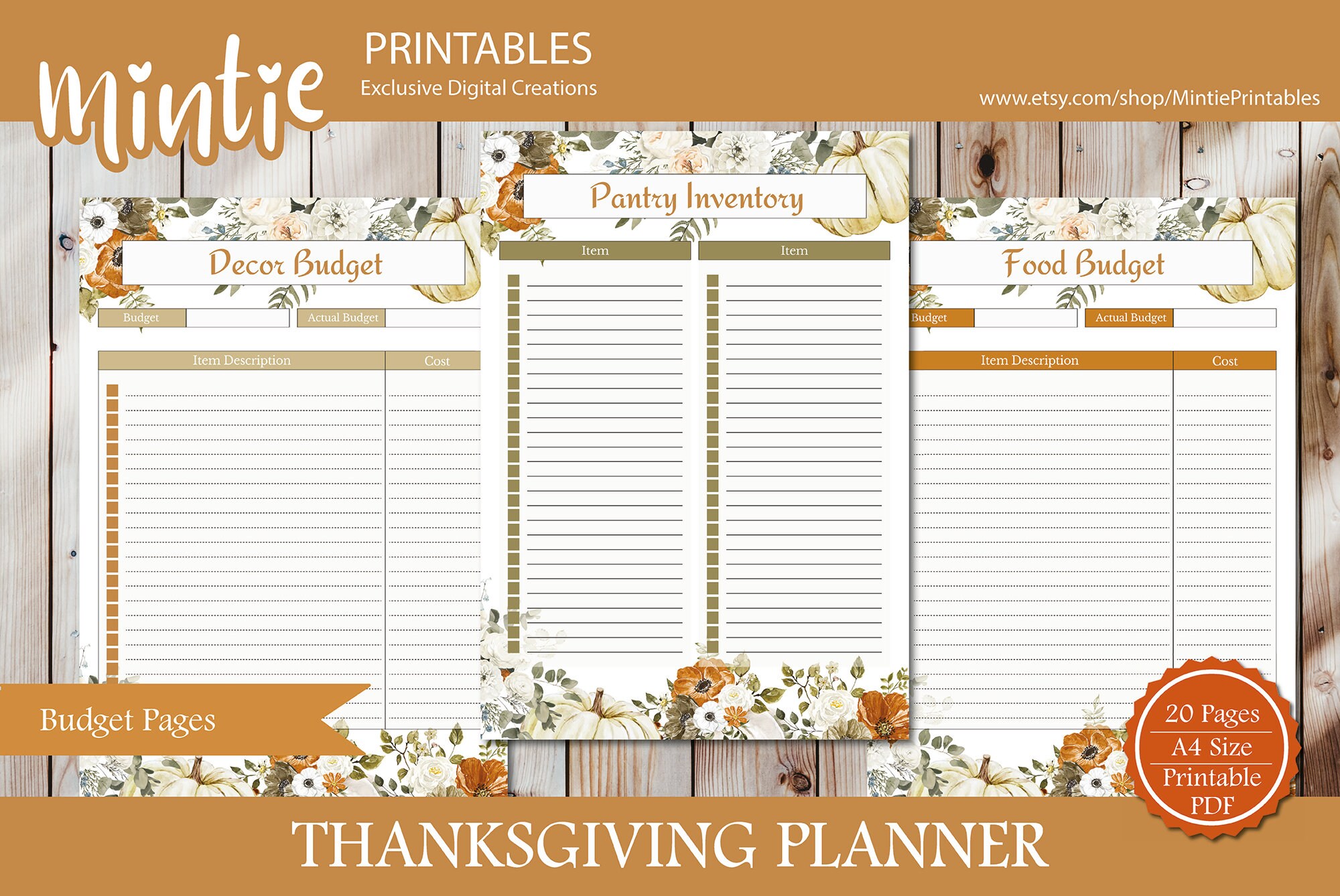 Thanksgiving Planner Printable, Holiday Planner, Thanksgiving Binder ...