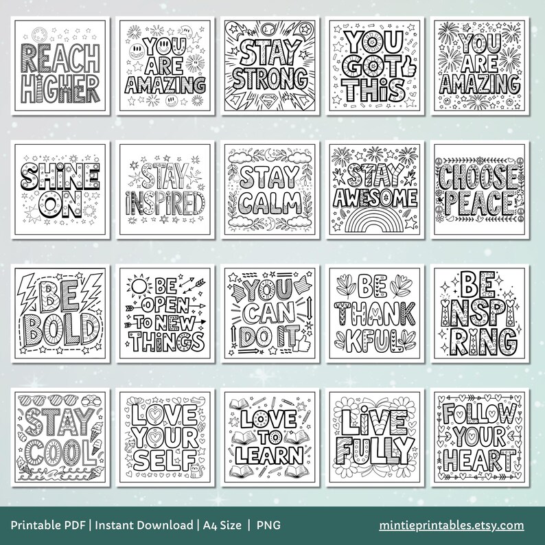 Motivational Quotes Coloring Pages, Positive Affirmation Coloring Book ...