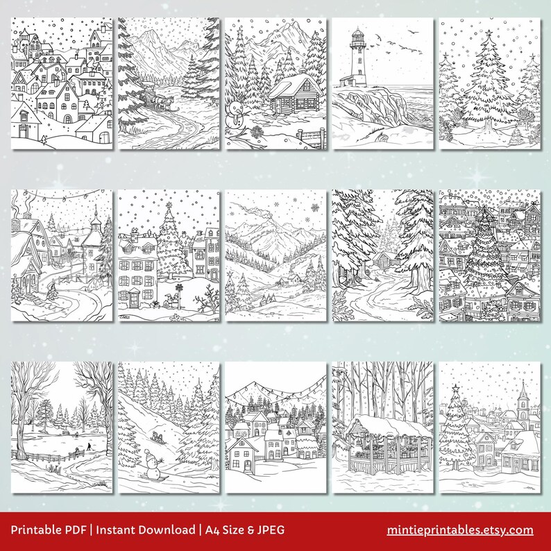 Winter Wonderland Coloring Book: 130 Snowy Christmas Scenes (PDF) - Etsy
