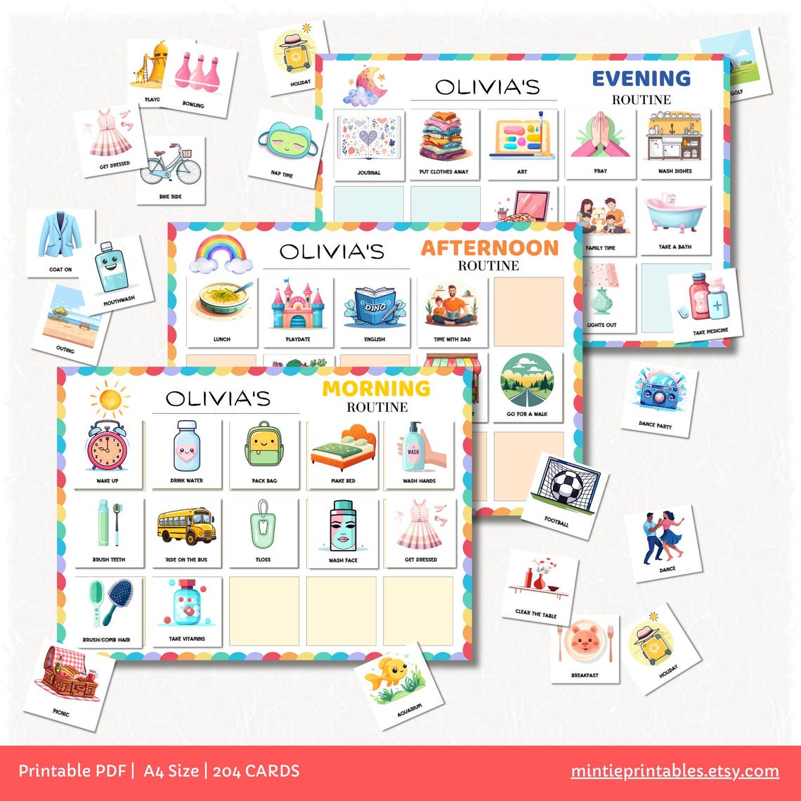 Kids Daily Routine Cards & Chart, Toddler Routine Checklist, Daily ...
