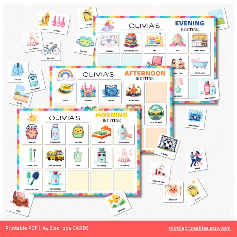 Kids Daily Routine Cards & Chart, Toddler Routine Checklist, Daily ...
