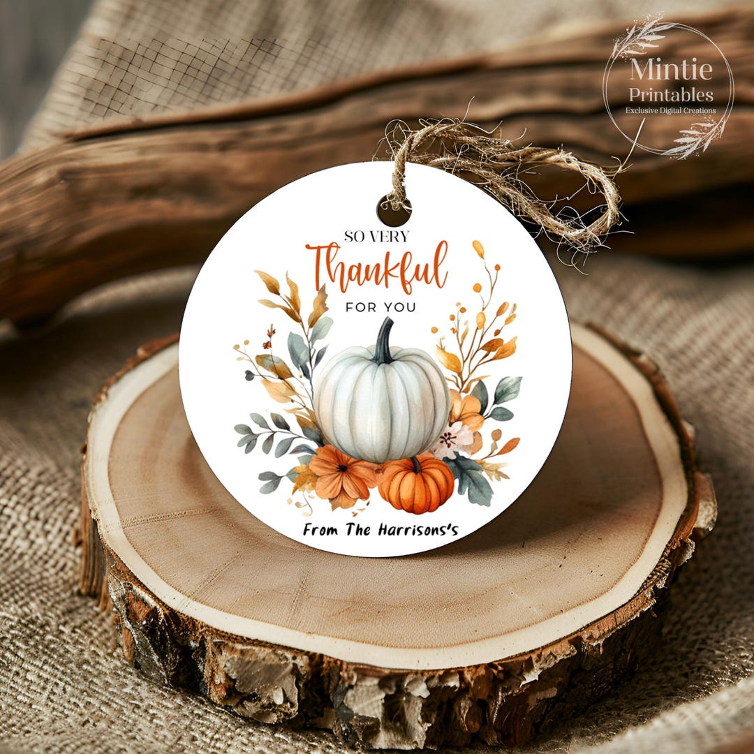 Pumpkins Thanksgiving Favor Tag Template, Printable Modern Thankful ...