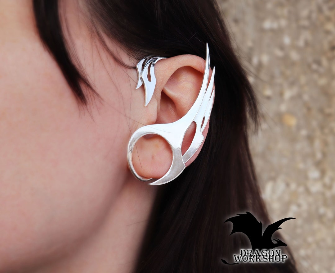 Ear Cuff Steel Wings | Men's Cuffs | Bird Earrings | Dragon Wings - Etsy