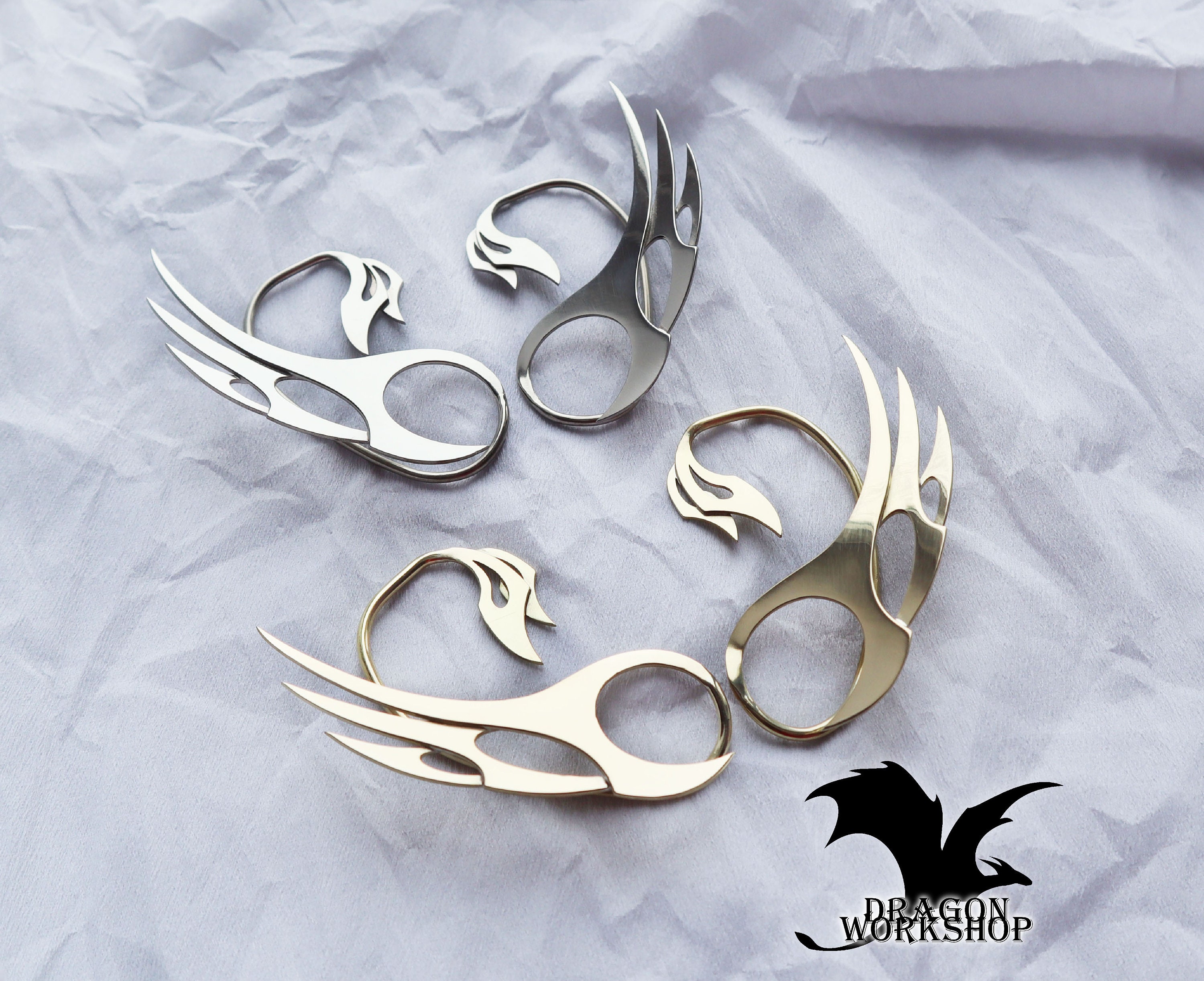 Ear Cuff Steel Wings | Men's Cuffs | Bird Earrings | Dragon Wings - Etsy