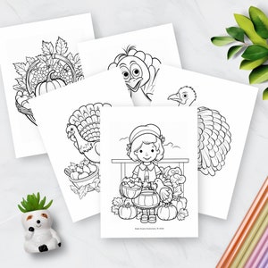 Thanksgiving Coloring Pages PDF, Printable Coloring Book, Fall ...