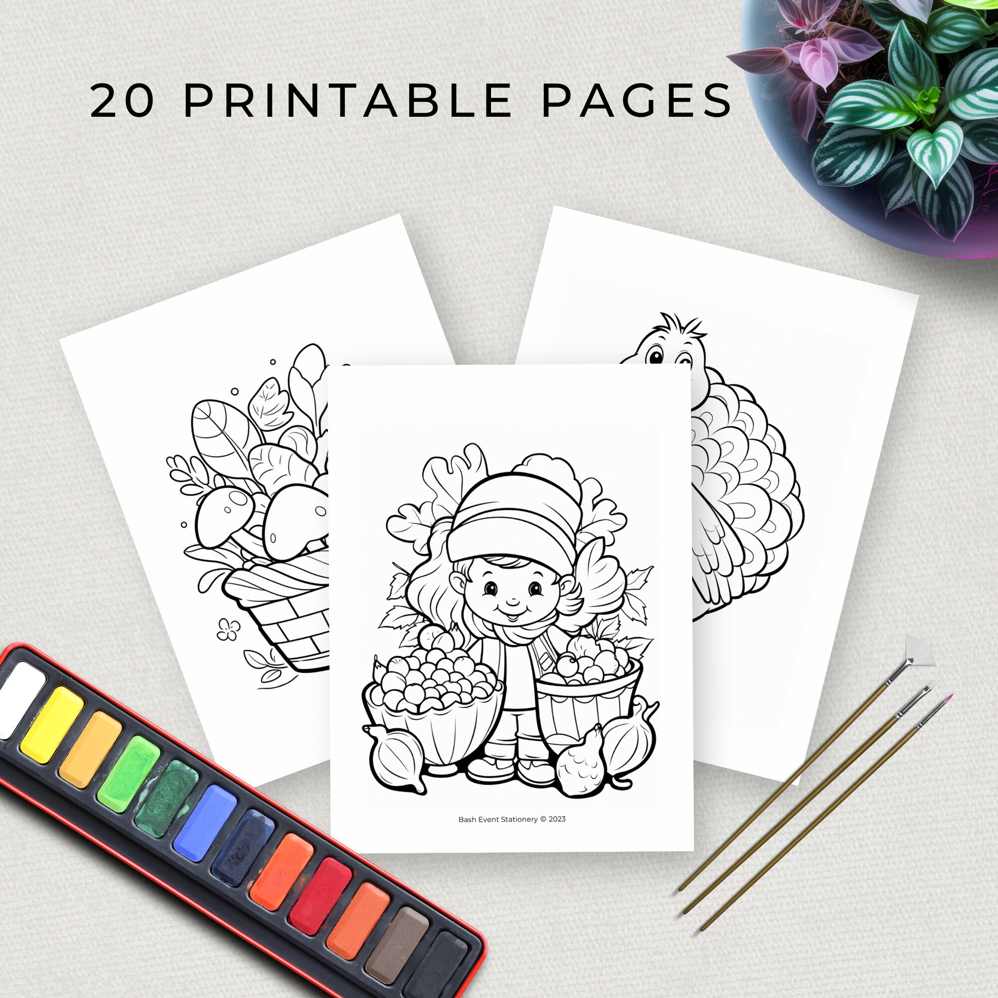Thanksgiving Coloring Pages PDF, Printable Coloring Book, Fall ...