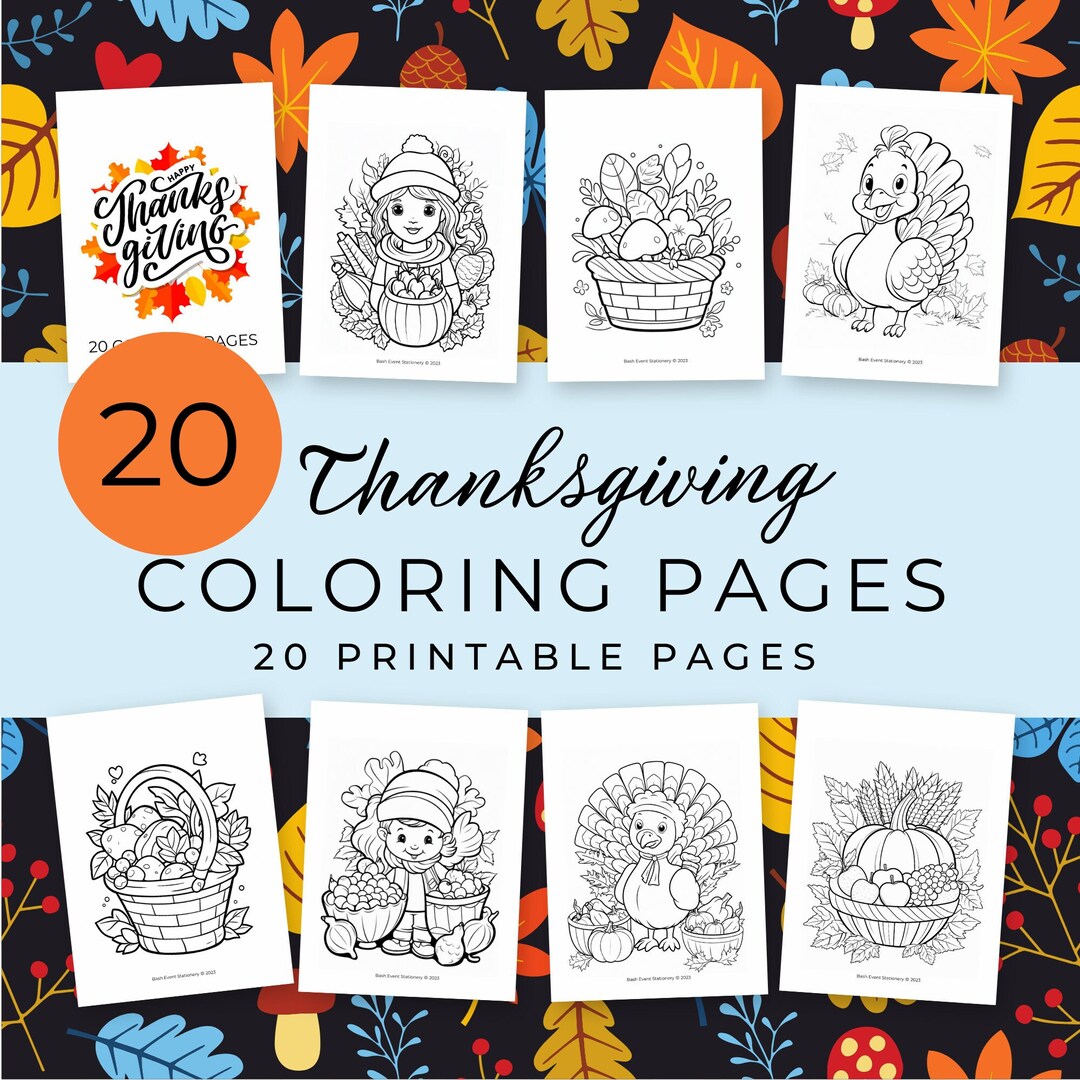 Thanksgiving Coloring Pages PDF, Printable Coloring Book, Fall ...