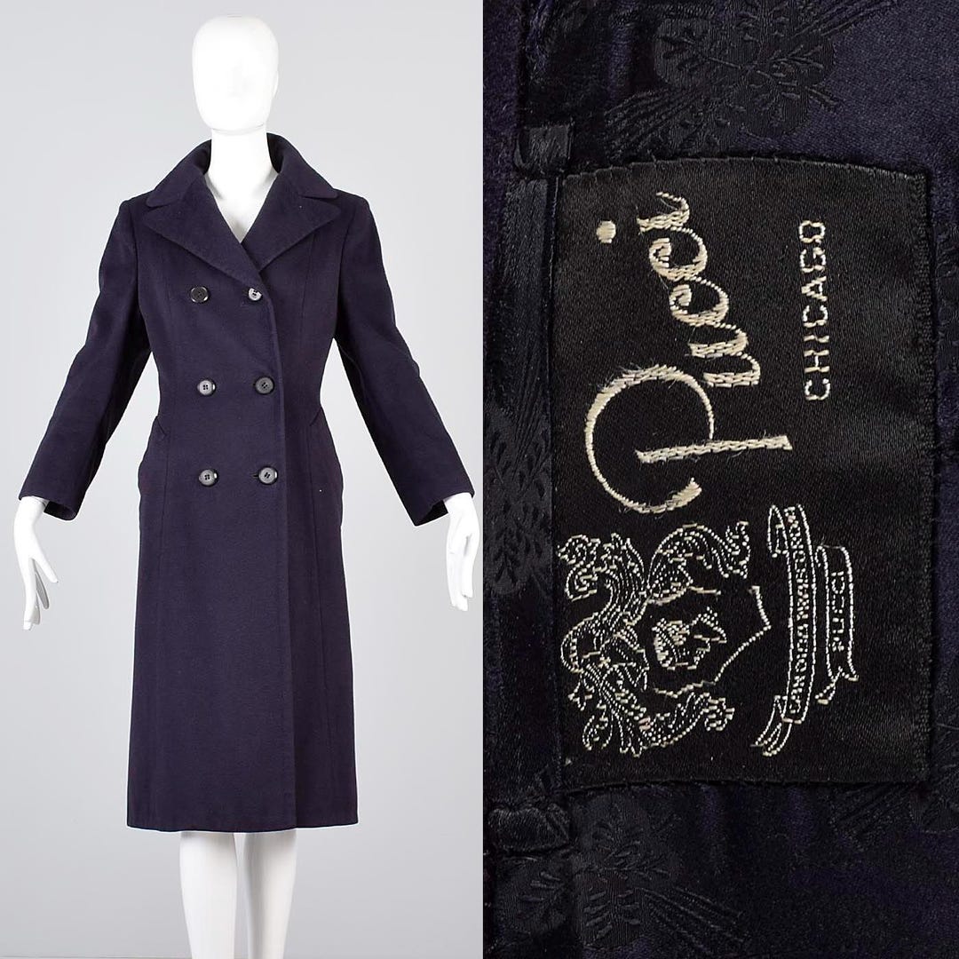 Pucci Coat Cashmere Coat 70s Coat 1970s Winter Coat Navy Blue Cashmere ...