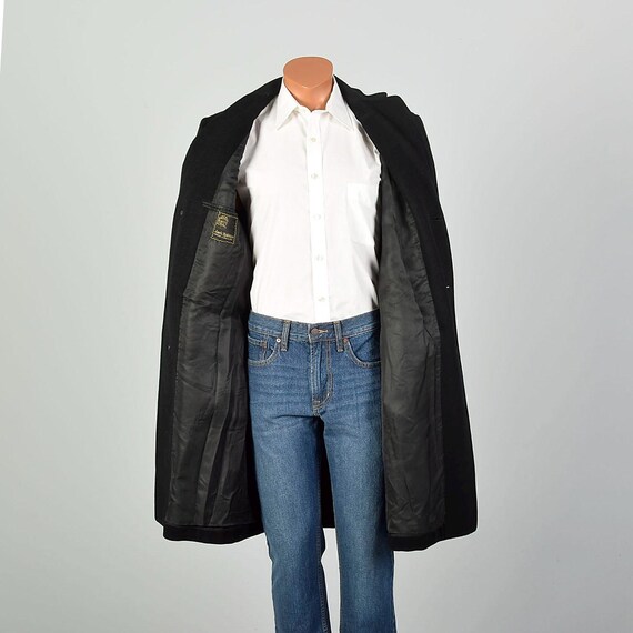 Large Vintage 1960s Classic Black Three Button Overco… - Gem