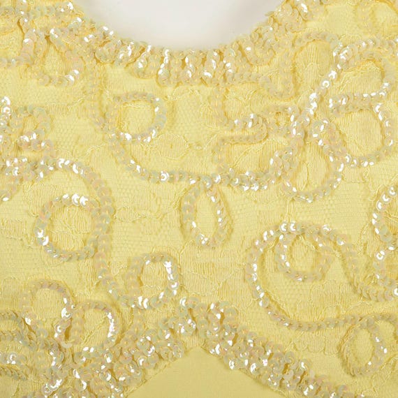 XS 1970s Yellow Sequin Gown Empire Waist Sleeveless F… - Gem
