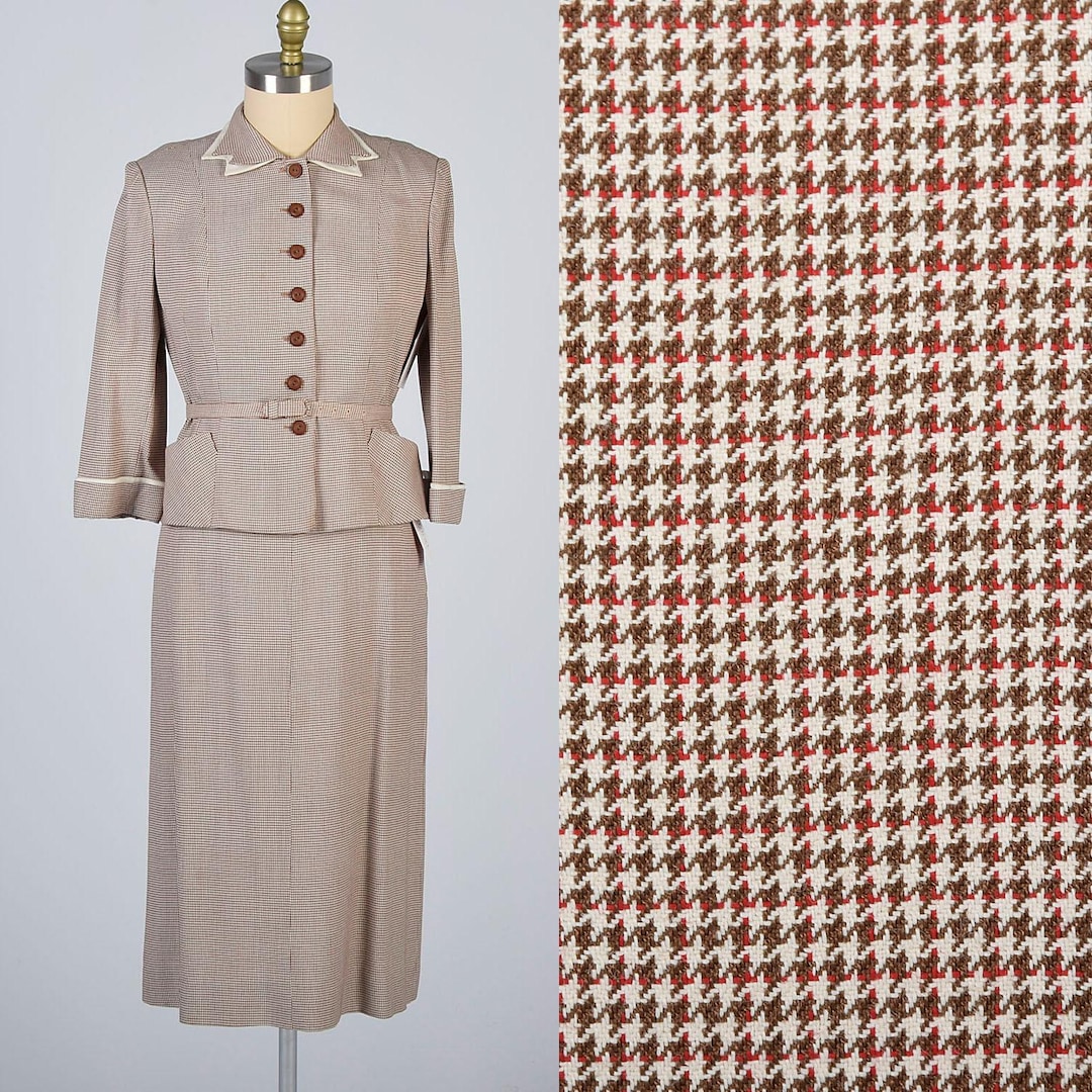 VTG Large 1950s Skirt Suit Wasp Waist Tailored Jacket Straight Skirt ...