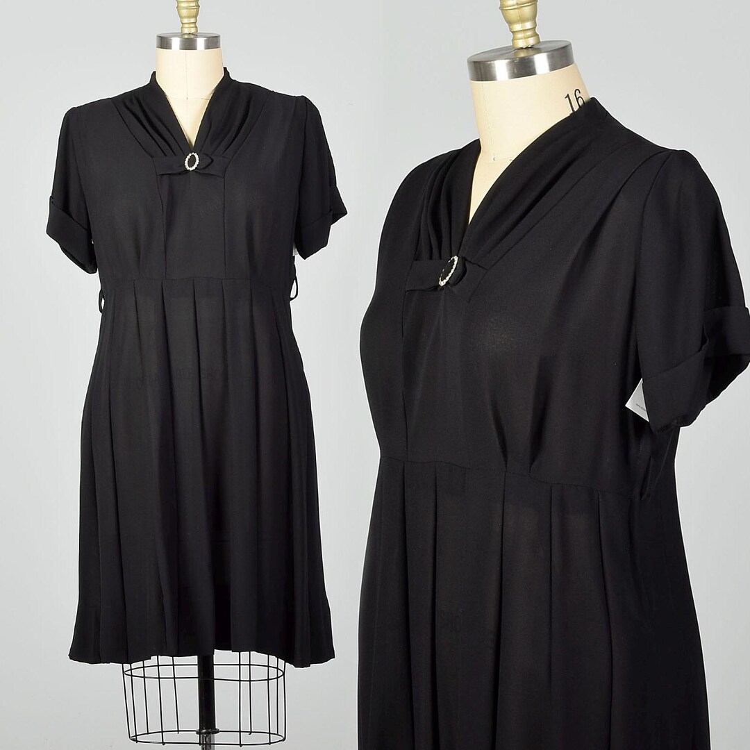 3XL 1950s LBD Little Black Dress Volup Short Sleeve Plus Size Sheer LBD ...